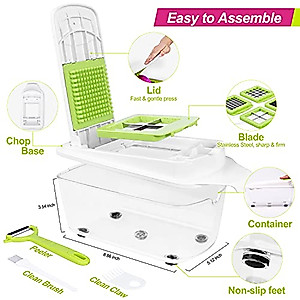 Food Dicer 5 Blades, Onion Dicer Chopper, Kitchen Chopper, Fruit and Veggie Chopper for Vegetables Chopper, Food Prep Chopper, Light Green