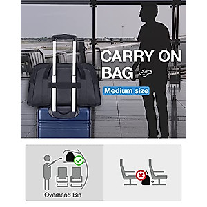 Gym Bag for Men Women, BAGSMART 40L Sports Travel Duffle Bag with Shoe Bag, Carry On Weekender Bag with Wet Pocket, Overnight Bag with Multiple Pockets for Gym, Traveling(Black)