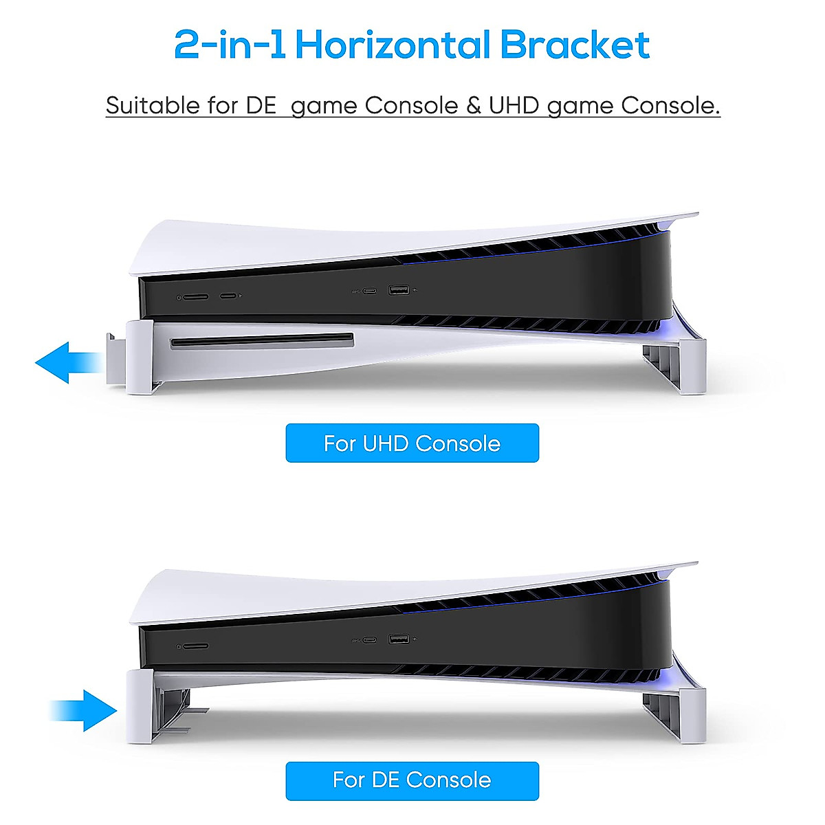 Klipdasse Horizontal Stand Compatible with Playstation 5 Disc & Digital Edition, Base Stand Bracket Desk Stand Accessories with Non-Slip Rubber Compatible with PS5 Console