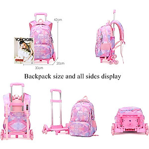 Diamond,Geometric Prints Kids Rolling Backpack Wheeled Elementary School Bag Primary Students Trolley Bookbag for Boys