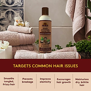 OKAY Black Jamaican Castor Oil Leave In Conditioner - Hair Moisturizer for Women and Men, Natural Hair Product for Hair Growth, Curly Hair Grease for Smooth, Moisturized Hair - 8 oz (Pack of 1)