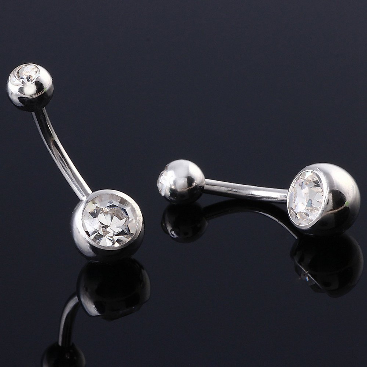 Coolrunner 14G Belly Button Ring Body Jewelry Piercing 10 Pack, Silver Belly Button Ring, Stainless Steel Belly Button Ring for Women