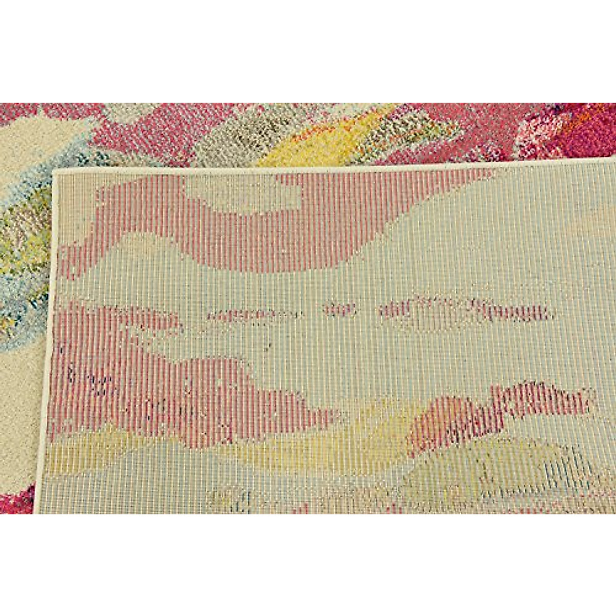 Unique Loom Estrella Collection Light Colors, Abstract, Modern, Vibrant Area Rug, 3 ft 3 in x 5 ft 3 in, Pink/Ivory