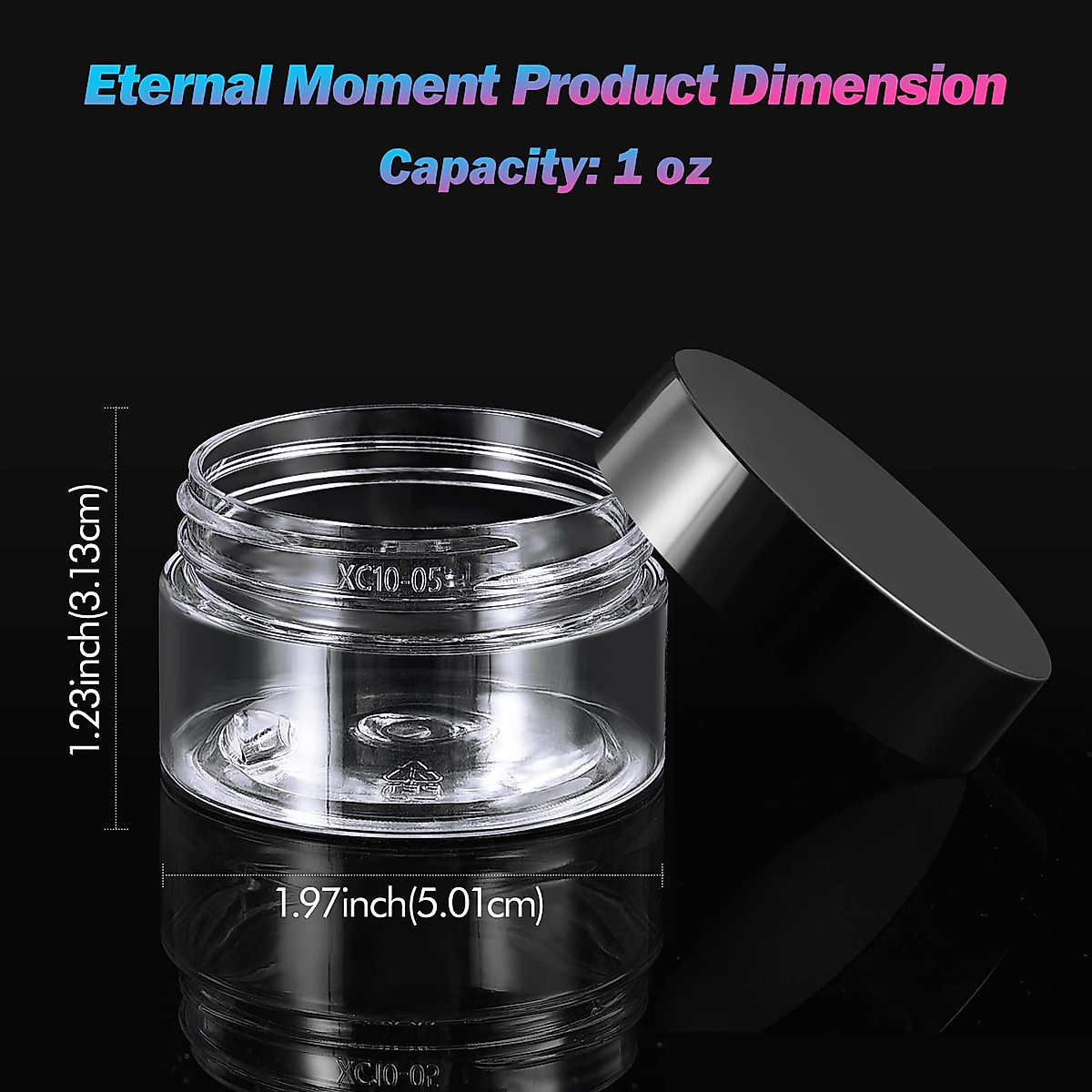 50 Pack 1 OZ Plastic Jars Round Clear Cosmetic Container Jar with Lids, Eternal Moment Plastic Slime Jars for Lotion, Cream, Ointments, Makeup, Eye shadow, Rhinestone, Samples, Pot, Travel Storage