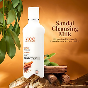 VLCC Natural Sandal Cleansing Milk for Normal to Dry Skin | Gently Removes Make Up & Impurities | Deeply Cleanses and Soothes Skin | Non-Foaming | 3.38 Fl Oz/100 ml