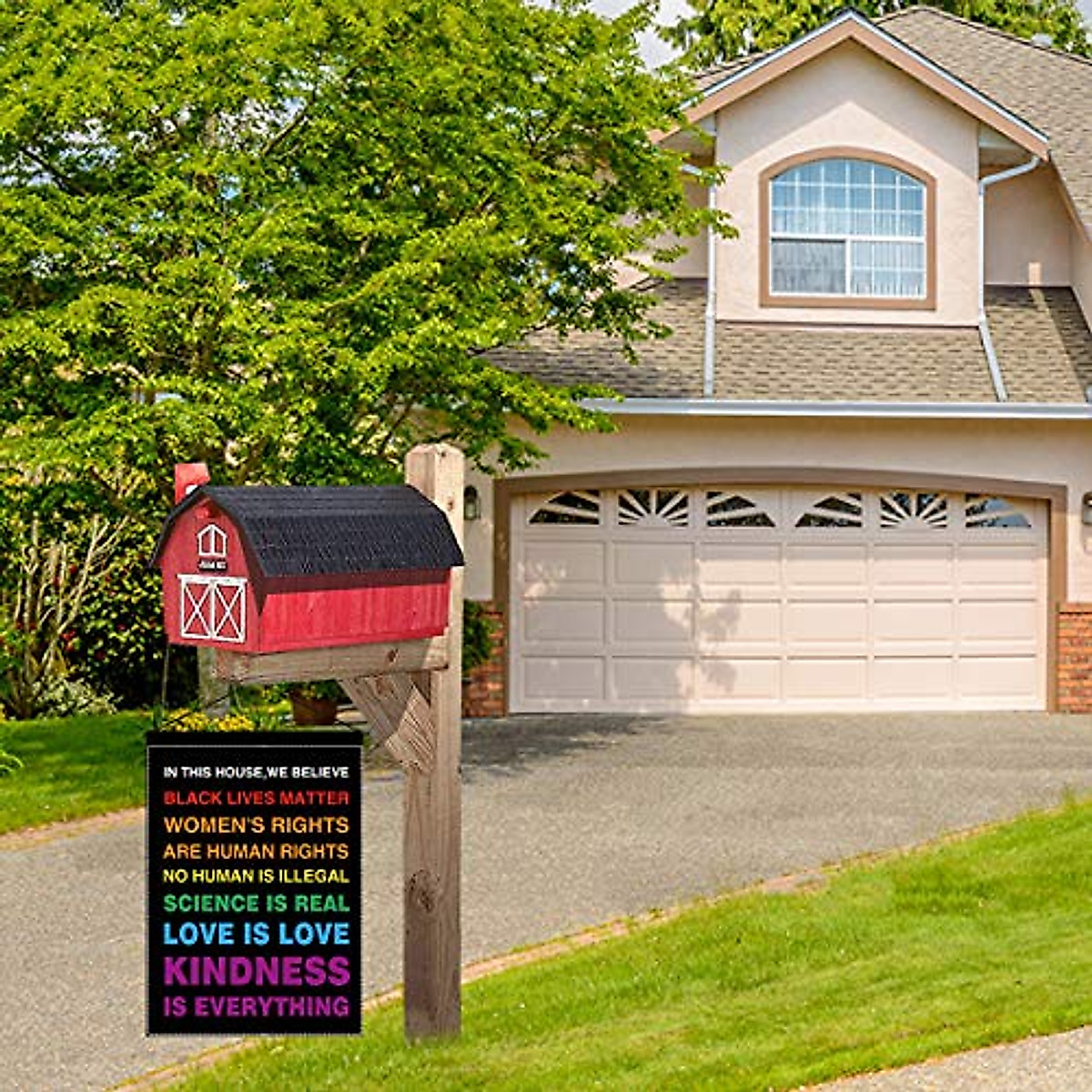 Allenjoy In This House We Believe Garden Flag for Outside Mailbox Vertical Love is Love Farmhouse Yard Sign Patio Outdoor Decors 12x18" Double Sided Washable Polyester