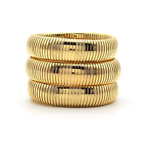 Marshal Metal Fashion Bracelet Omega 18k Gold Plated Brass Stretch Cobra Bracelet (14mm))