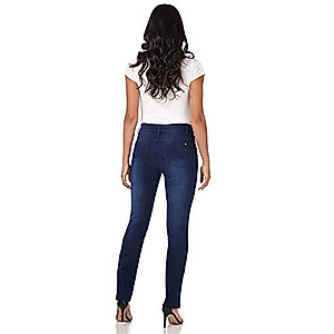 Rekucci Women's Secret Figure Premium Denim Straight Leg Pull-On Jean (10, Ink Blue Sandblast)