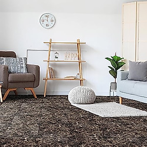 48 Pieces Vinyl Flooring Peel and Stick Floor Tile Stick on Floor Tile Self Adhesive Waterproof Bathroom 12 x 12 Inch for Bathroom Kitchen Bedroom Living Room(Delicate)