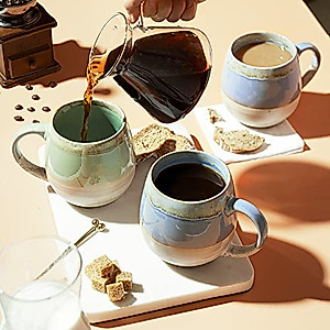 LIFVER 21 Oz Large Ceramic Coffee Mug, Stoneware Coffee Mugs Set of 2, Big Tea Cup for Office and Home, Gifts for Women, Dishwasher and Microwave Safe (Blue)