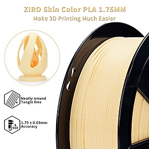 ZIRO PLA Filament 1.75mm,3D Printer Filament PLA PRO Basic Color Series 1.75MM 1KG(2.2lbs), Dimensional Accuracy +/- 0.03mm,Skin