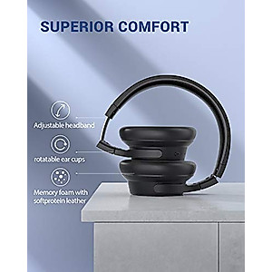 Cystereo Active Noise Cancelling Headphones with 40dB Noise Reduction, Wireless Bluetooth, 40H Playtime, aptX HD, Hi-Res Audio, Fast Charge, Deep Bass, Protein Earpads, 5 Built-in Mics, Black (Lava)