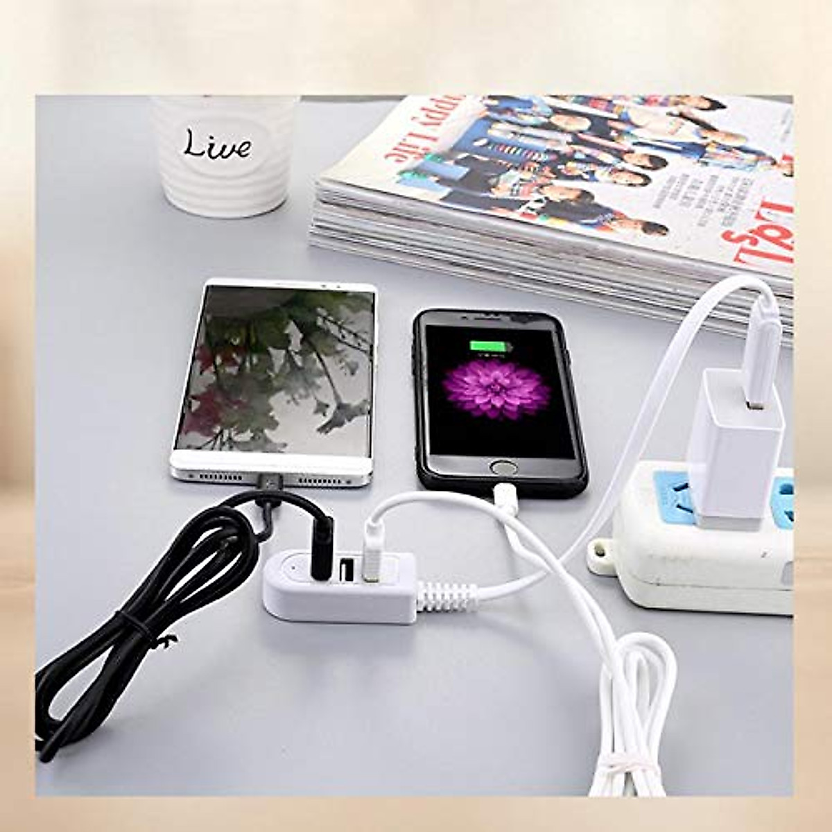 Lysee Data Cables - Multi-Function USB 3A Charger Expansion Multi-Port Converter HUB Hub for Laptop Desktop Port Splitter in Stock - (Color: White, Cable Length: 30CM)