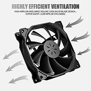 upHere 120mm Long Life Computer Case Fan Cooling Case Fan for Computer Cases Cooling,5-Pack,12BK3-5