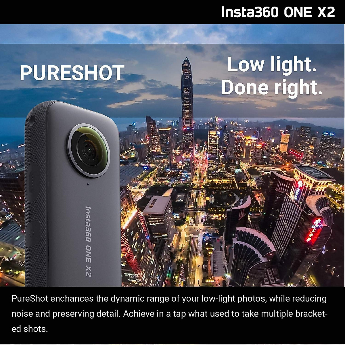 Insta360 ONE X2 360 Camera with Touchscreen - 5.7K30 360 Video, Front Steady Cam Mode, 18MP 360 Photo + InstaPano | Bundle Includes 128GB Memory Card (2 Items)