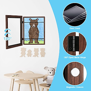 [2-Pack] Kids Art Frames, 8.5x11 Front Opening Kids Artwork Frames Changeable, Brown Artwork Display Storage Frame for Wall, Holds 50 Pcs, for 3D Picture, Crafts, Hanging Art, Portfolio