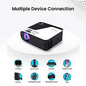Verratek Lumavision Pro Mini Projector, Native 1080P Portable Video Projector, 250 Inch Screen Projector Screen, Home Theatre Compatible with HDMI, USB, AV, LED Portable Projector for Home/Outdoors