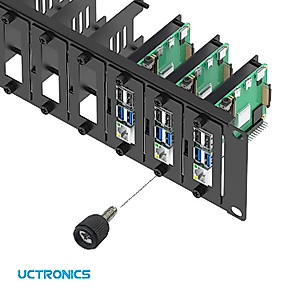 UCTRONICS Front Removable 2U Rackmount for Raspberry Pi, 19-inch 2U Server Rack with 12 Pieces of Removable Mounting Plates for Raspberry Pi 4B, 3B+/3B, and Other B Models