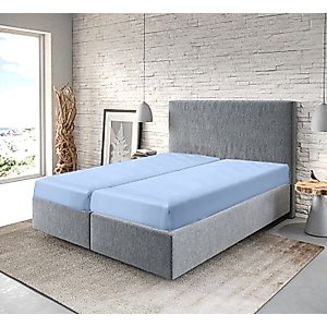 Split King Sheets Sets for Adjustable Bed, Soft 100% Egyptian Cotton 400-Thread-Count, Sateen Weave, 5PC Set with 2 Fitted Sheets, Split-King Sheet Set 25-Inch Deep Pockets, 400-TC - Light Blue Solid