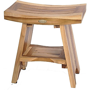 EcoDecors, 18 inch, Natural, Teak Shower Bench, Teak Shower Stool, Teak Bench Shower, Teak Shower Seat, Teak Shower Chair, Teak Stool, Shower Benches Teak