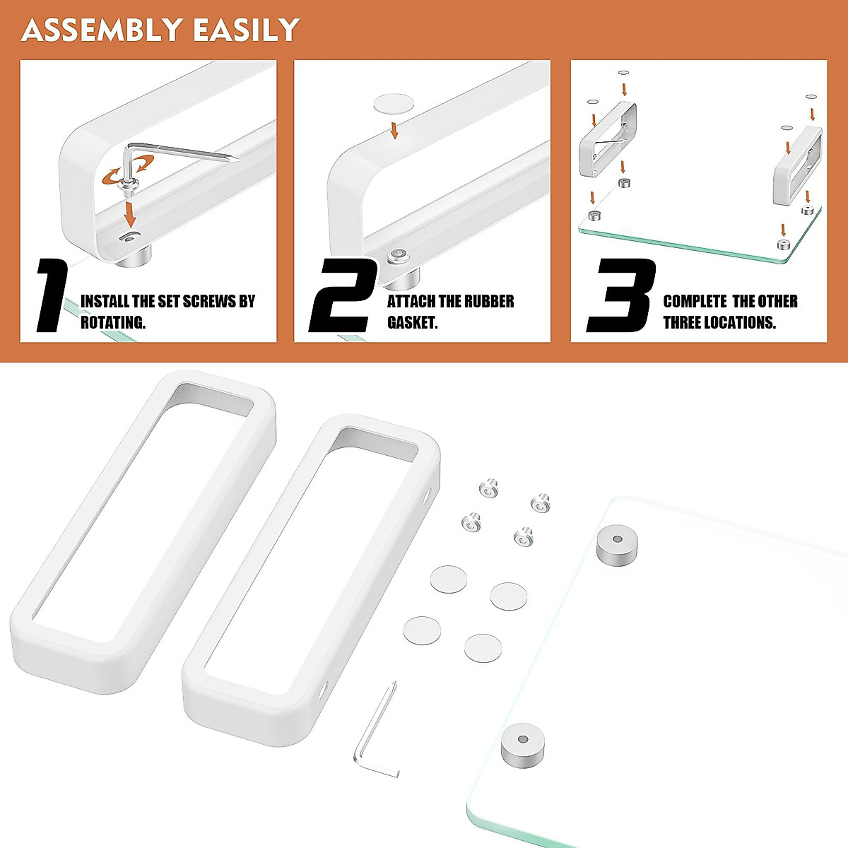 Hemudu Clear Computer Monitor Stand Riser Multi Media Desktop Stand for Flat Screen LCD LED TV, Laptop/Notebook, with Tempered Glass and Metal Legs, HD02T-001