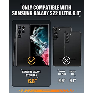 AMRHINO for Samsung Galaxy S22 Ultra Case with Built-in Screen Protector & Kickstand & Rugged Belt-Clip, [Extra Front Frame] Full-Body Heavy Duty Phone Case for Samsung S22 Ultra 5G 6.8 inch, Black