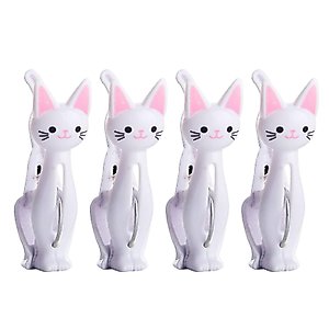 Guaber 4Pcs Beach Towel Clips Cartoon Shaped Clamps Multifunctional Clothes Quilt Blanket Pegs for Home Bathroom Decoration Clothes Pegs Plastic, White
