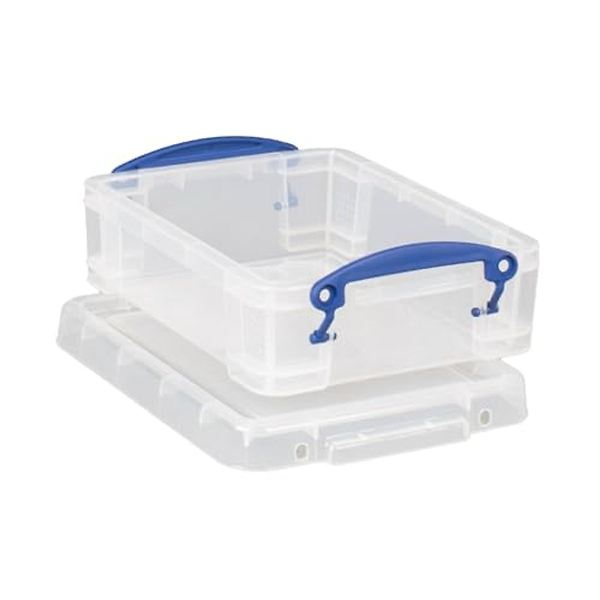 Really Useful Box 1.75 Liter Plastic Stackable Storage Container with Snap Lid & Built-In Clip Lock Handles for Home or Office Organization, 4 Pack
