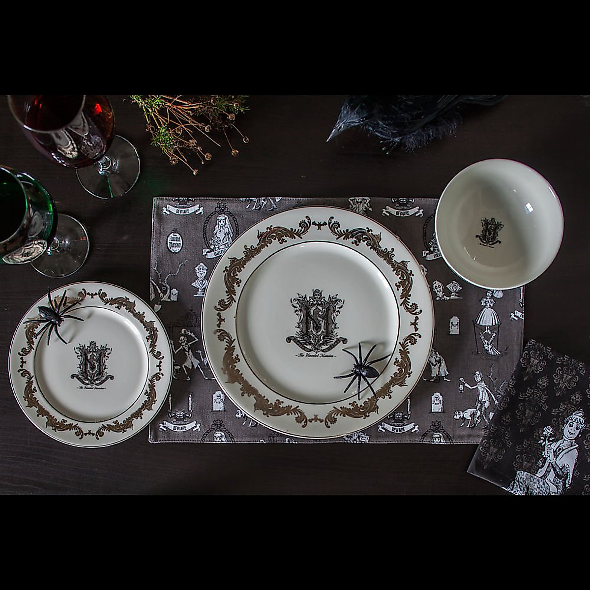 Disney The Haunted Mansion Wallpaper Placemat - Characters Gray