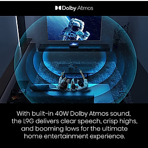 Hisense 100L9G 4K UHD Tri-Laser Ultra Short Throw Projector - 3000 Lumens Android TV HDR10 Dolby Atmos 40W Audio, Built-in Alexa & Google Assistant, Laser TV for Home Theater - Projector Only