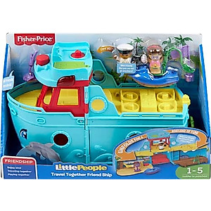 Fisher-Price Little People Toddler Toy Travel Together Friend Ship Musical Playset with 2 Figures & Accessories for Ages 1+ years