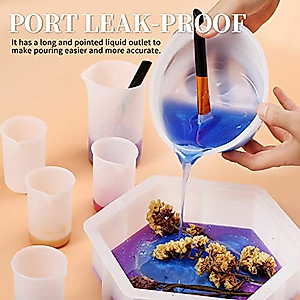 Silicone Measuring Cups Tool Kit,600ml&250ml&100ml Thickening&Polishing Silicone Mixing Cups with 2PCS Silicone Brushes for Mixing Resin,Silicone Cups for Epoxy Resin Mixing,Easy Clean