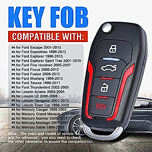 Keymall keyless Entry Replacement Car Key Fob Remote Transmitter 4D63 for Ford, Lincoln, Mercury CWTWB1U345
