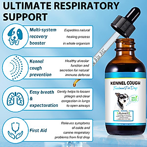 Kennel Cough Treatment for Dogs, Kennel Cough Herbal Drops, Dog Cough Relief - Dog Seasonal Allergy Relief, Dog Itch Relief, Support Dog Cough Care About Dry, Pet Cough Relief - 2.02 Fl.oz / 60 ml