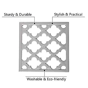 Square Cast Iron Trivet Gray Metal Trivets for Kitchen Dining, Hot Pot Holder Hot Pads for Table & Countertop - Heat Resistant Teapot Trivets