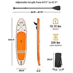 Jiubenju Inflatable Stand Up Paddle Board 10'6"/30"/6" with Premium SUP Accessories & Kayak Seat Set & Carry Bag Wide Stance, Surf Control, Non-Slip Deck, Leash, Paddle and Pump for Youth & Adult