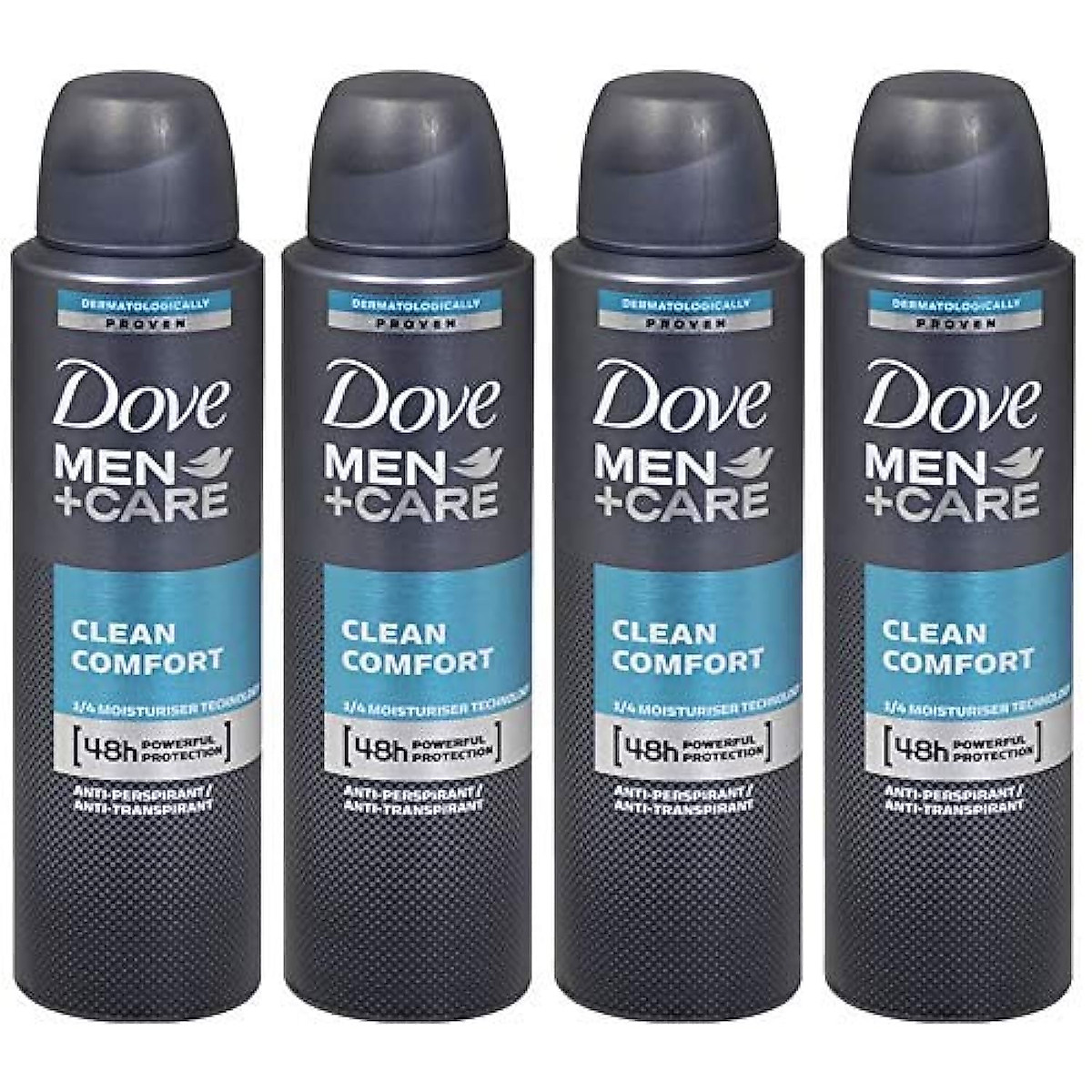 Dove Men + Care Clean Comfort Spray Deodorant & Antiperspirant 150ml / 3.8 Ounce,(4 Pack)