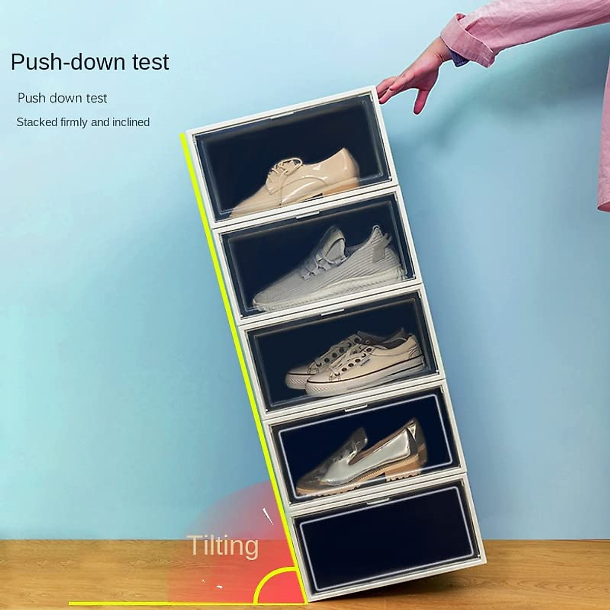 Shoe Storage, 12 Pack Large Shoe Organizer for Closet, Shoe Boxes Clear Plastic Stackable Shoe Storage Boxes for (White)