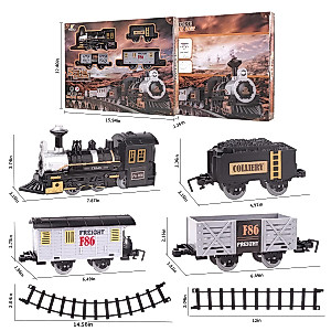 LEYI Classic Train Set Toys with Sound and Light Round Tracks Railway for Under Christmas Tree Battery Operated Train Toys Christmas Birthday Gifts for Boys and Girls 4 Cars 10 Tracks