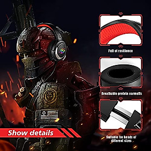 QLB RGB Gaming Headset, Game Earphone with Microphone, Hi-Fi Stereo Headphone, Noise-Cancelling Stereo Gaming Headset for iPhone, iPad, Android, PC, Mac, Tablet (Black G12)