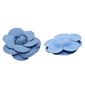 Begino 6Pcs Denim Flower Cloth 3 Sizes Denim Fabric Flowers Hair Accessories Clothes Hats Dress Decoration DIY