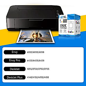 CRTBOTW Remanufactured 67xl Ink Cartridge Replacement for HP 67 XL 67XL (Black&Tri-Color) use for DeskJet 2752 2710 2755 2722 2720 2300 2330 Plus 4100 4152 4158 Envy 6055 6052 6022 Pro 6452 6455