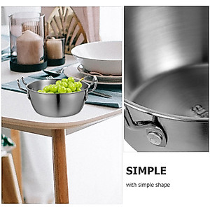 UPKOCH Ramen Cooking Pot 13cm Stainless Steel Pasta Stockpot Korea Noodle Pot Japanese Soup Serving Bowl Induction Saucepan Stewpot for Stovetop Camping Cookware Silver