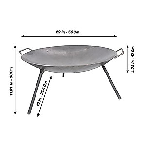 Fiesta Brands 22" Cooking Disc Blade Discada With Removable Legs High Heat Cooking Skillet, Disc BBQ, Cowboy Wok (Removable Legs Stand, 22 inch)