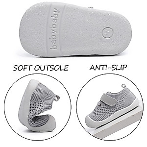 woorooroo Baby Boys&Girls Shoes Baby Walking Shoes First Walking Shoes Infant Sneakers Crib Shoes for Baby Non-Slip Breathable Shoes 6 9 18 Months(21006-gray-17)