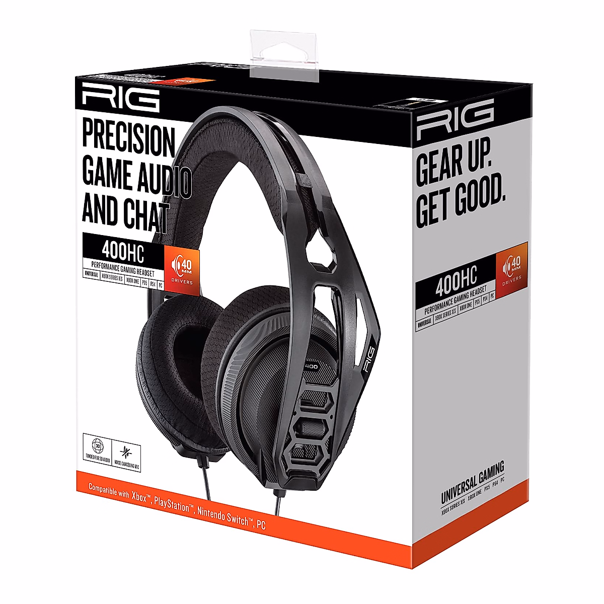 RIG 400HC Universal Performance Gaming Headset with Removable Noise Canceling Microphone for Xbox Series X|S, Xbox One, PlayStation, PS4, PS5, Nintendo Switch, and PC (Classic Black)