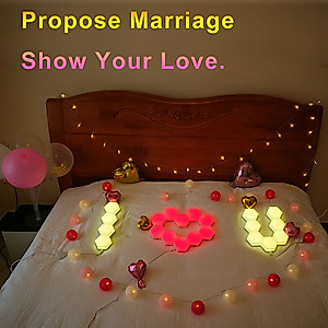 WOINO LED Hexagon Wall Lights,7 Pack KIT,APP One Second Connection,Smart Hexagon Lights,Party Light,Music&Voice Rhythm,Xmas Home Decor,DIY RGB Night Light,Birthday Gift,Countertop Light