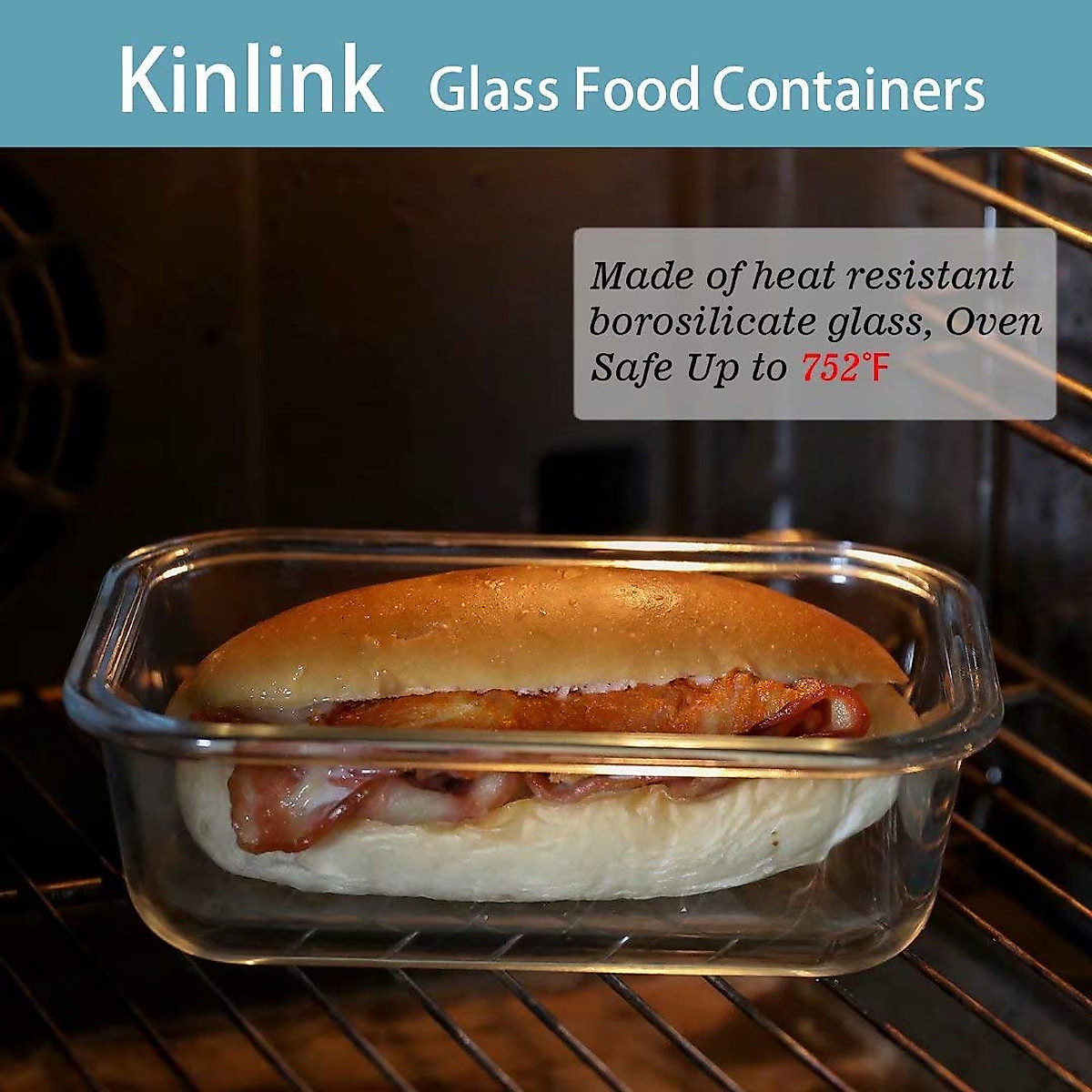 KINLINK Glass Food Storage Containers 18-Pieces with Lids, Glass Meal Prep Containers with BPA-Free Lids, 3 Different Sizes with Airtight Lock 13oz/410ml, 24oz/700ml, 35oz/1040ml