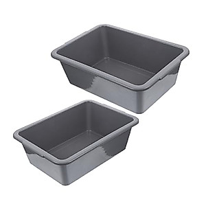CAXUSD 2pcs Box Storage Basket Restaurant Wash Basin Food Washing Bowl Dish Basin Commercial Tote Tub Fruit Container Utility Bus Tub Food Service Bus Dish Washing Tub Pp Grey