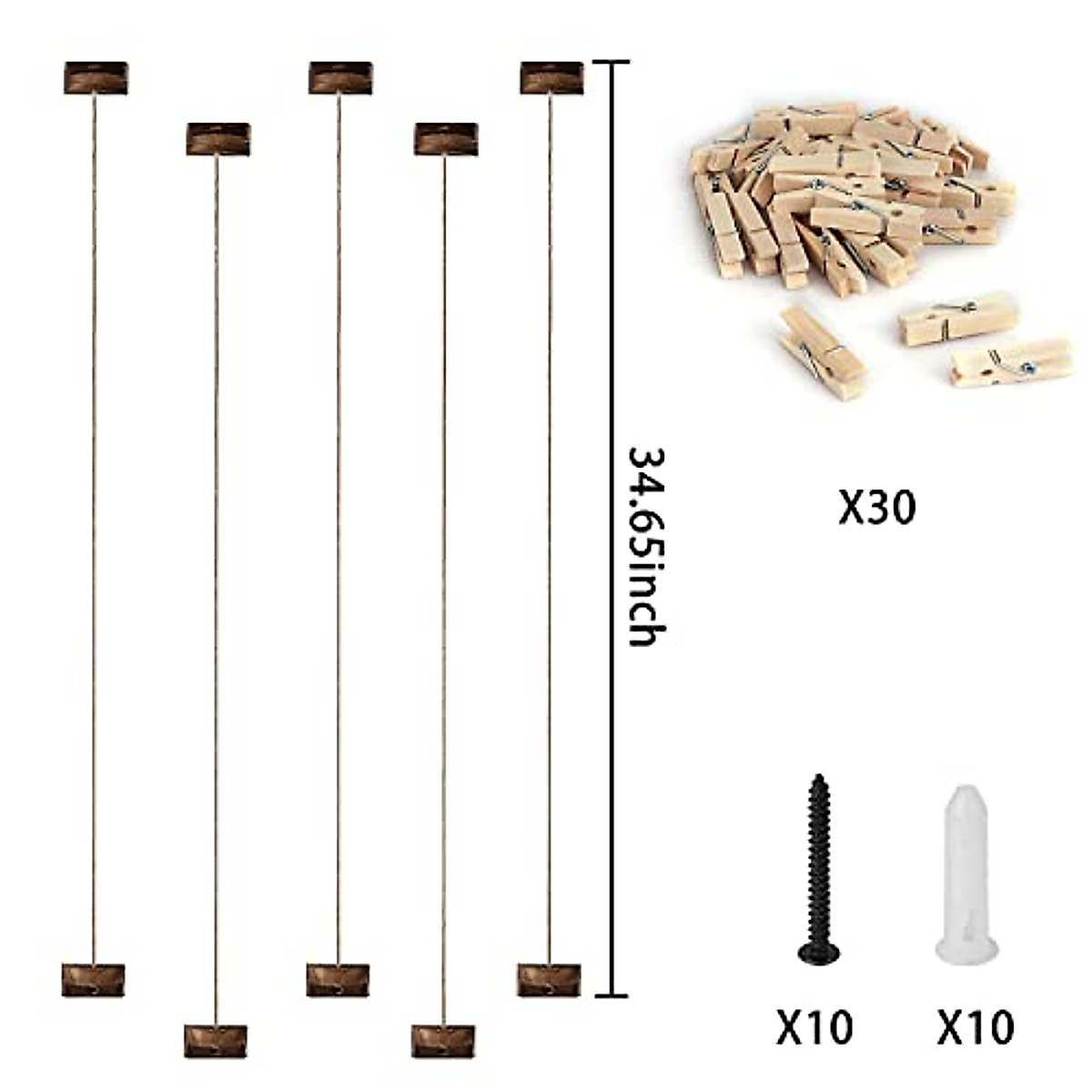 Emfogo Picture Frames Collage Wall Decor Photo Collage Picture frames 4x6 for Wall Hanging with 30 Clips Multi Photo Display for Dorm Room Decor